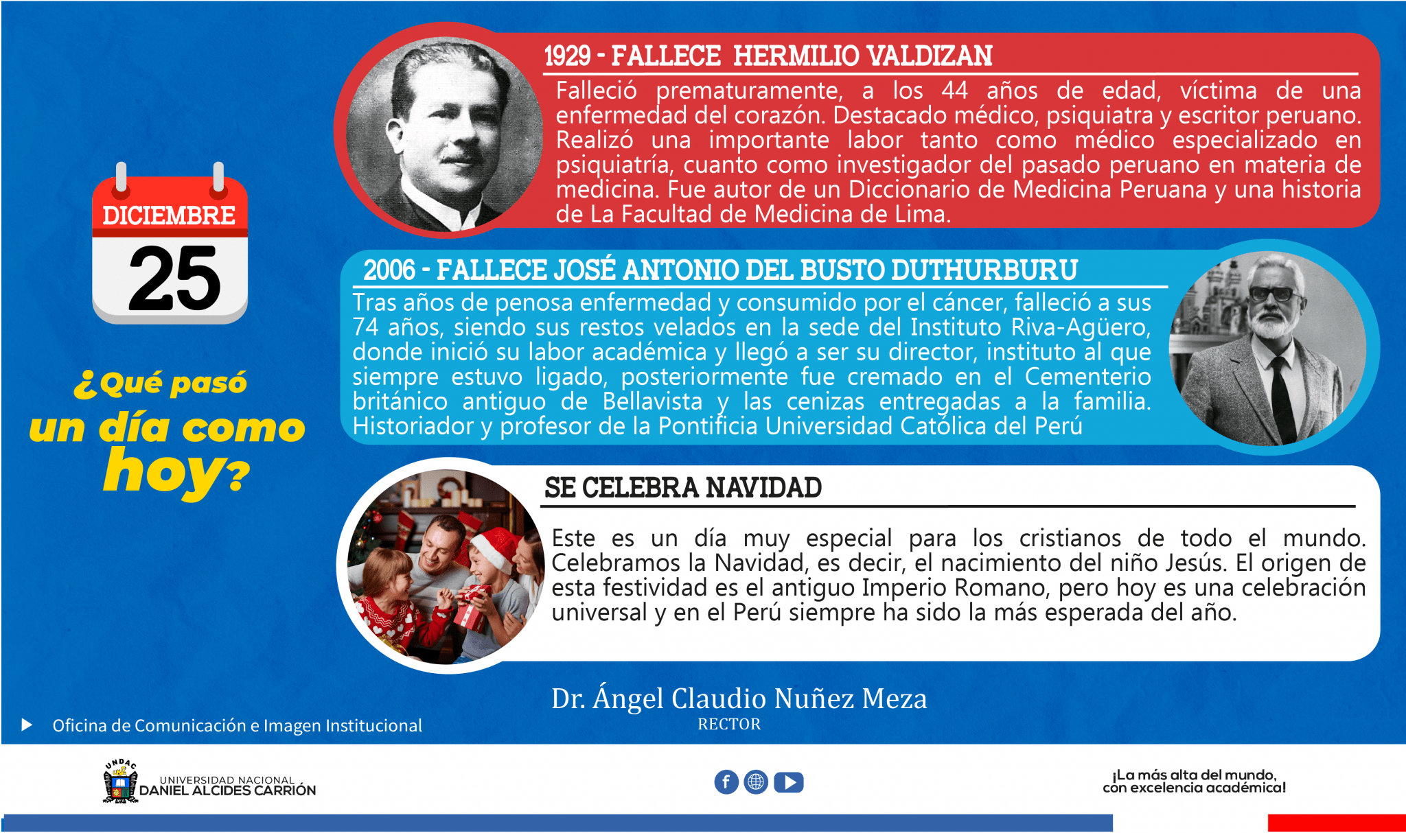 25 DIC / FALLECE HERMILIO VALDIZAN – 1929 – Universidad Nacional Daniel ...